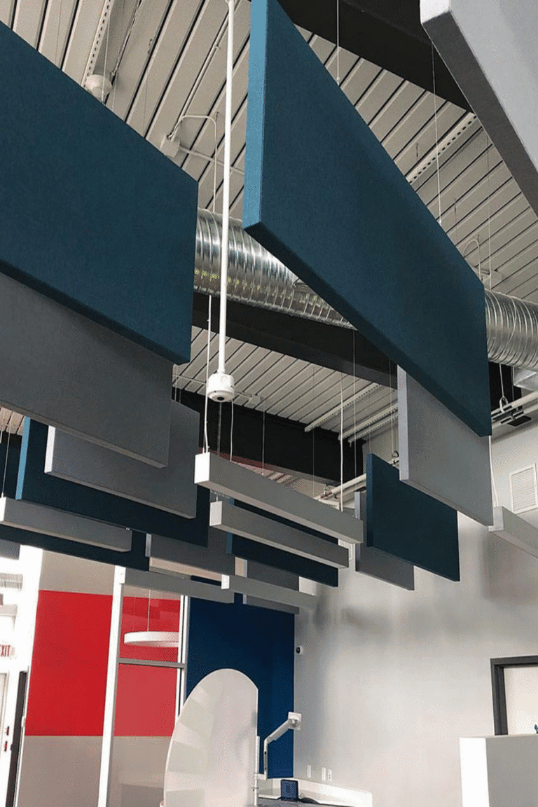 Akustik Kumaş Kaplı Baffle Tavan Paneli - Aksa Fabric Panels